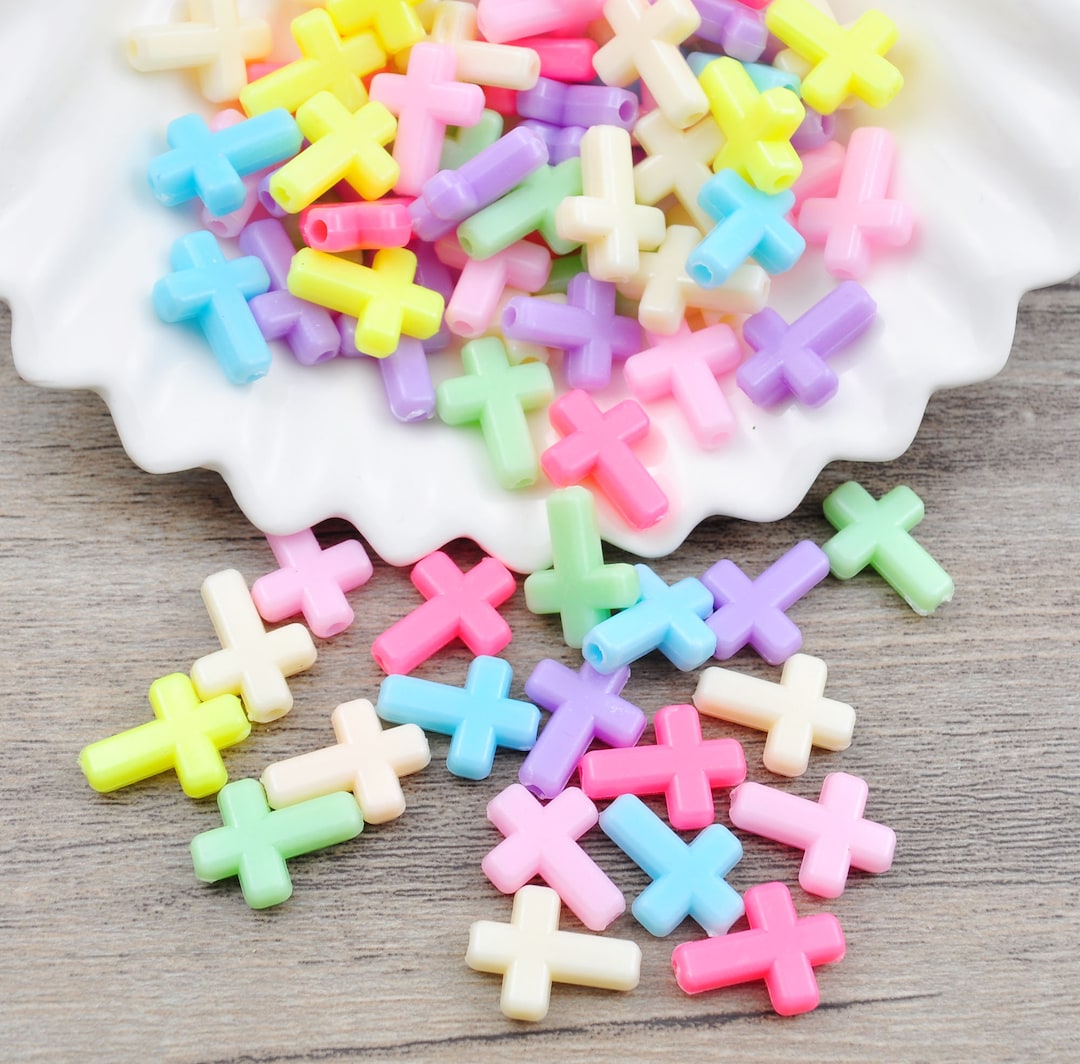 200pcs/ Pack Cross Beads ,colorful Cross Shape Acrylic Beads, Jewelry ...
