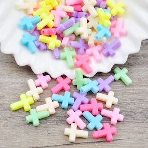200pcs/ Pack Cross Beads ,colorful Cross Shape Acrylic Beads, Jewelry ...