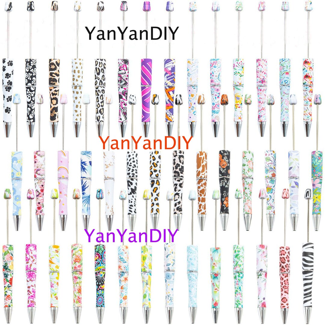 44 Colors Printed Beadable Pens,1-10pcs DIY Beadable Pens,beadable Pens ...