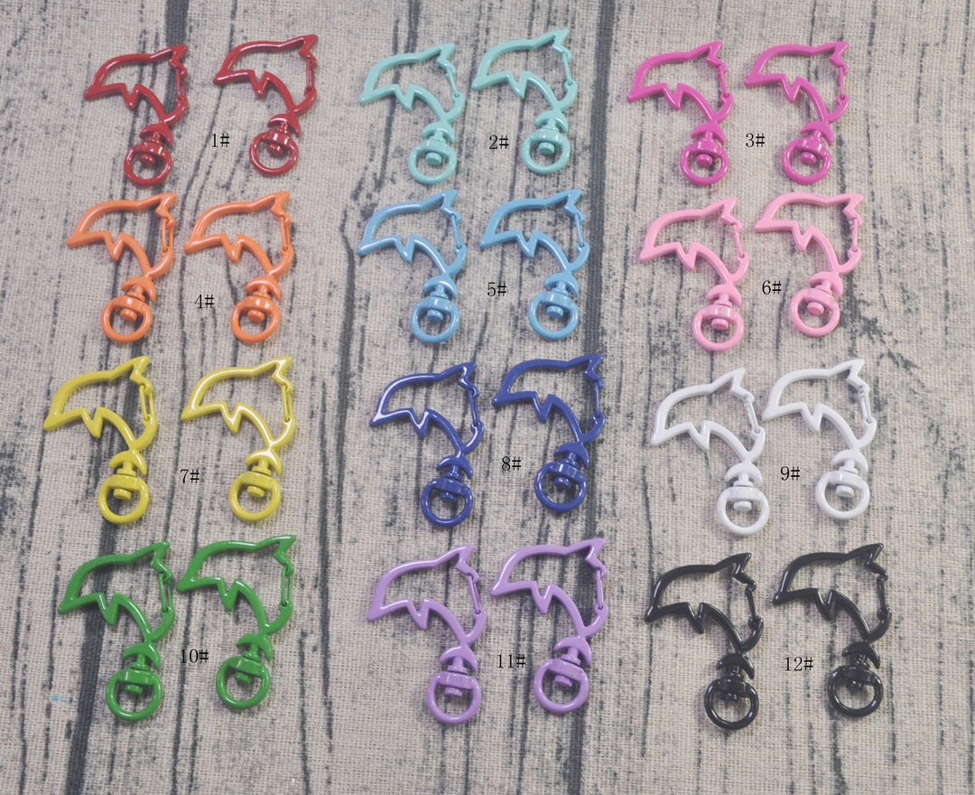 10/30/50/100pcs Colorful Dolphin Shaped Key Clasp,dolphin Swivel Snap ...