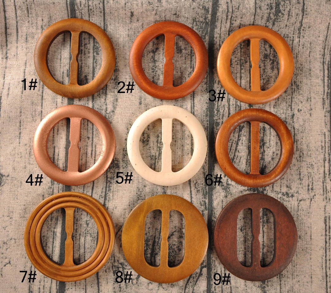 2pcs,9 Different Large Round/square/oblong Wood Buckle for Blet,wooden ...