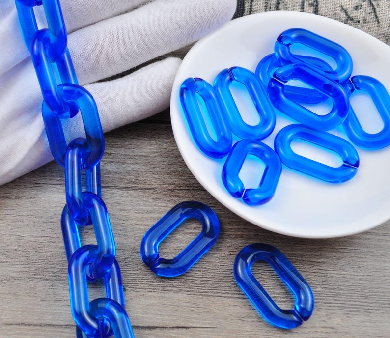Blue Large Transparent Acrylic Curb Chain Links,oval Plastic Chain for ...