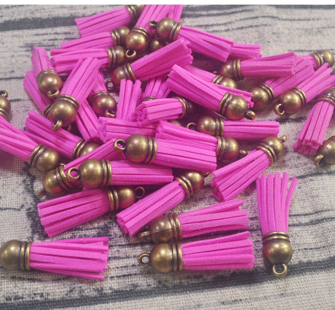 50 Pieces Hot Pink Tassels, 1.5'',faux Leather Tassels,mini Tassels ...