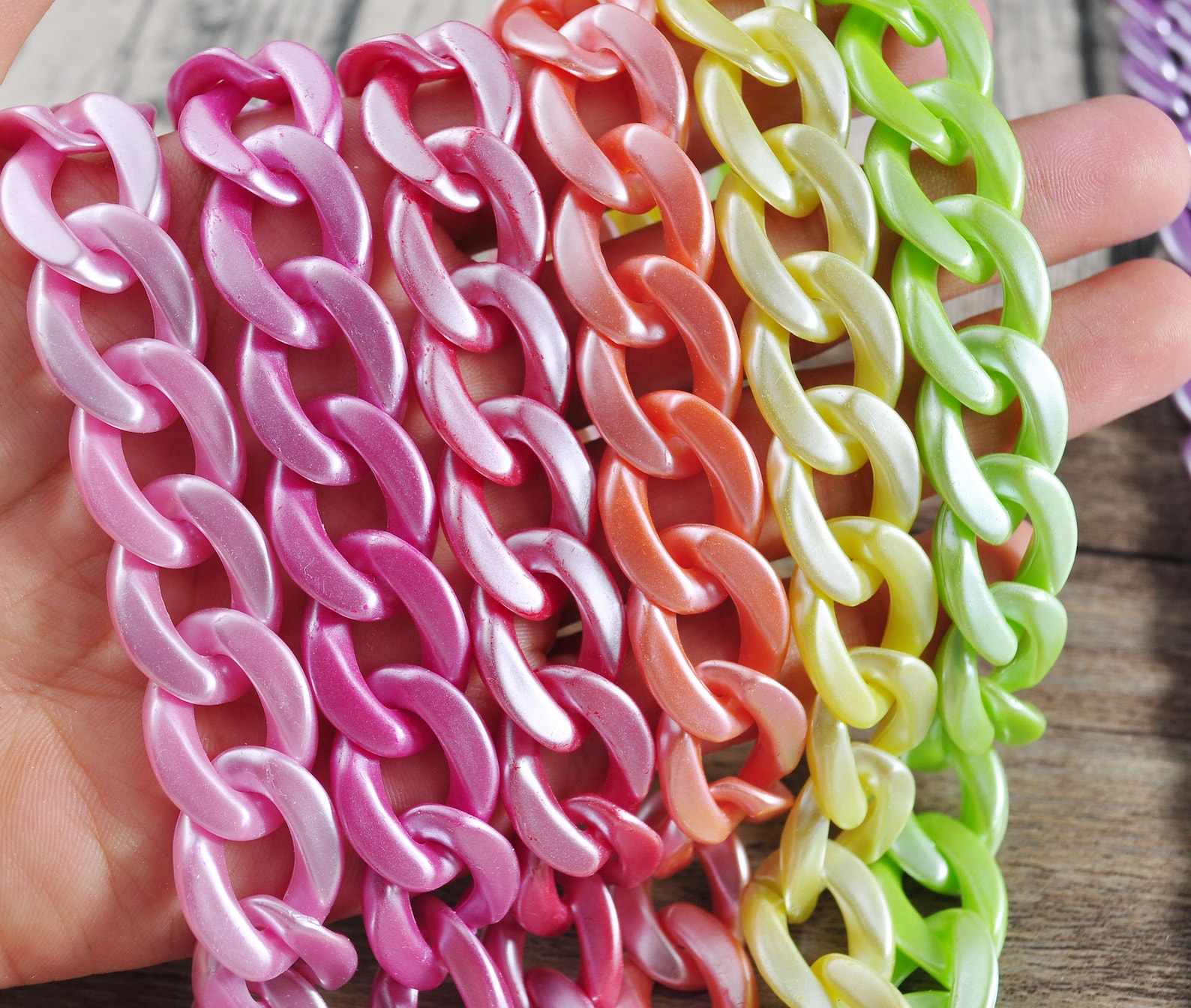 Plastic Link Chain,11 Colors Acrylic Curb Chain Links,flat Twist ...