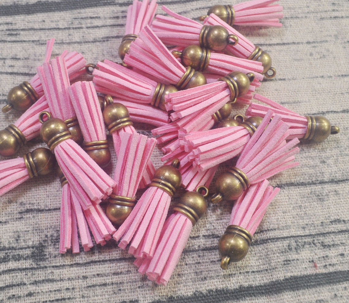 50pieces Pink Tassels,1.5'',faux Leather Tassels,mini Tassels,tassels ...