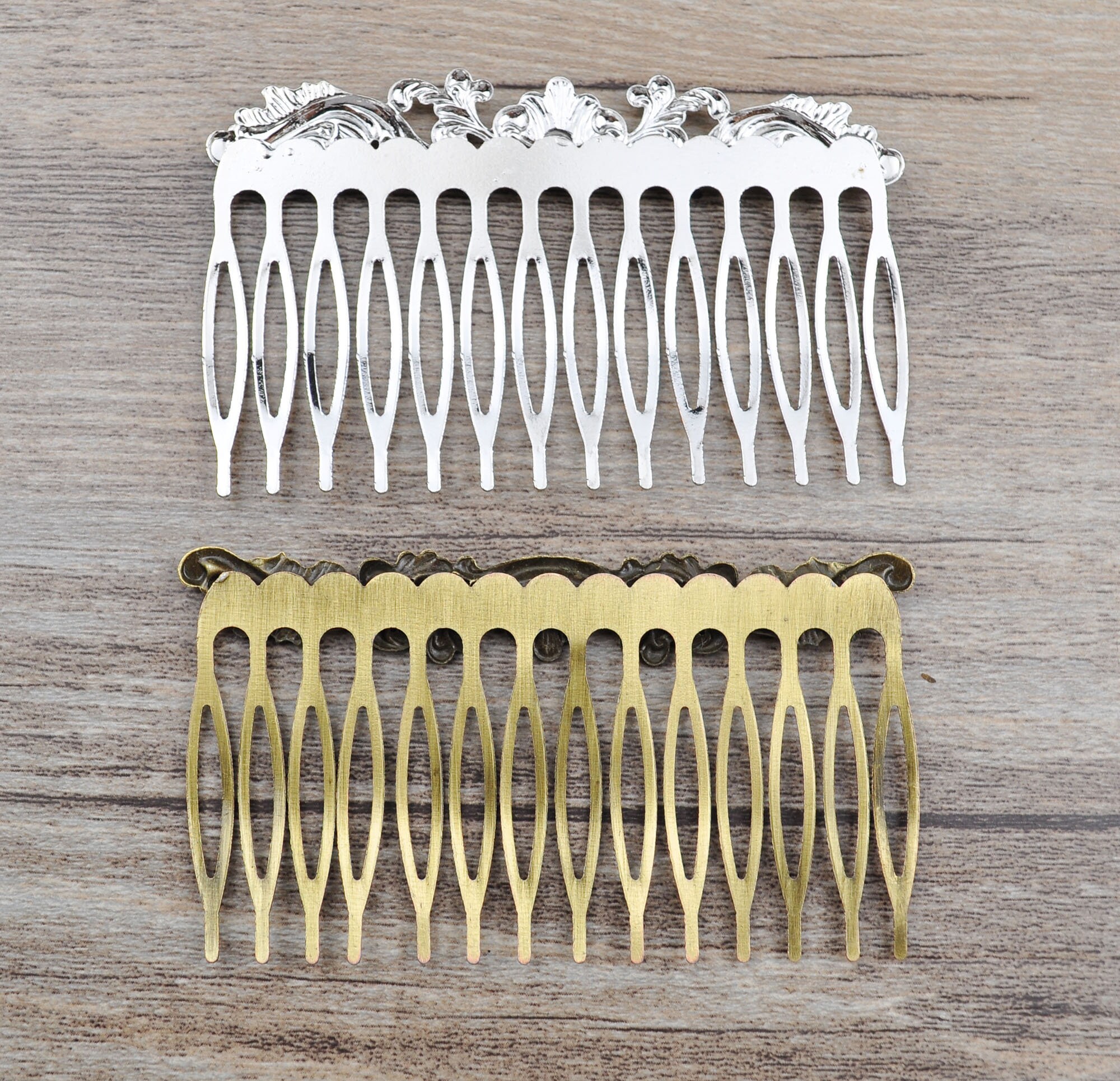 14 Tooth Hair Comb,wholesale Antique/silver Brass Filigree Iron Hair ...