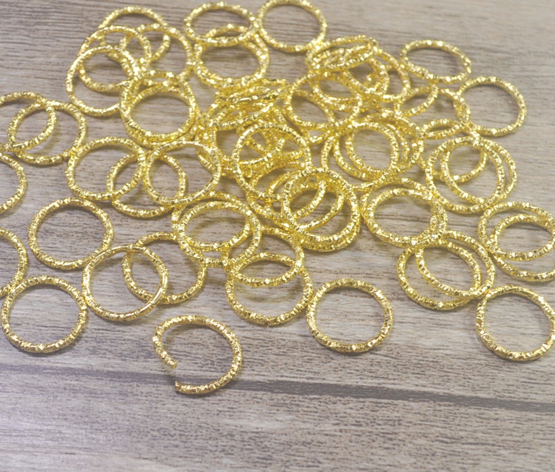 Jump Rings,40-500pcs Textured Open Jumprings,12x1.2mm Gold Metal Jump ...