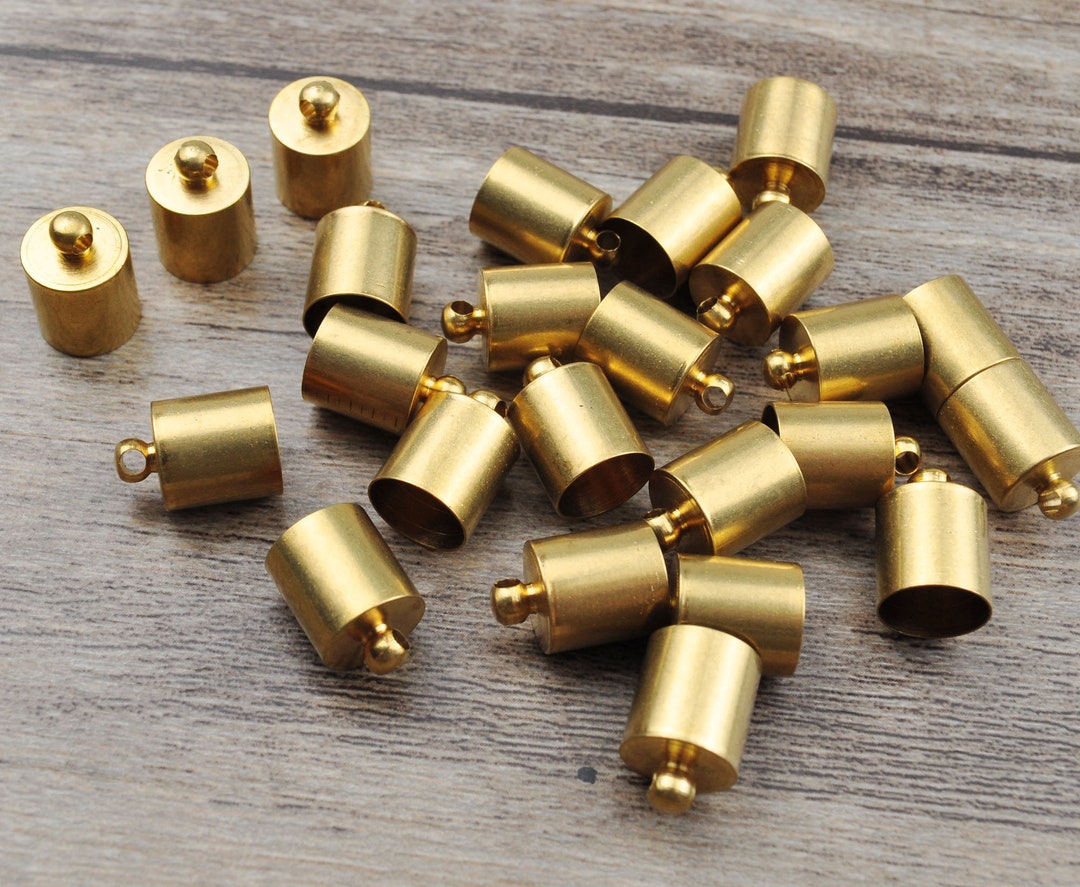 10/20/50pcs Large Raw Brass Barrel Cord End Caps,glue on End Caps for ...