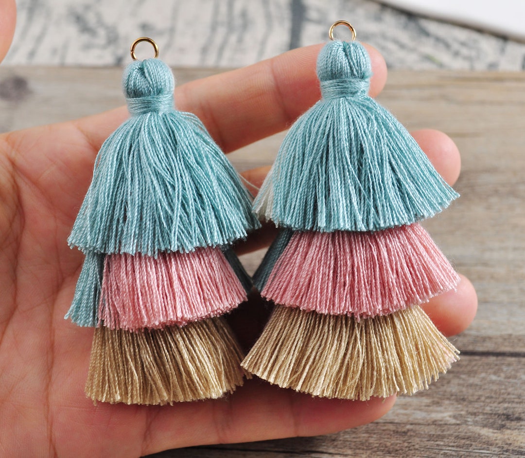 2-50pcs Tiered Tassels With Jumpring,colored Layered Tassels Pendant ...