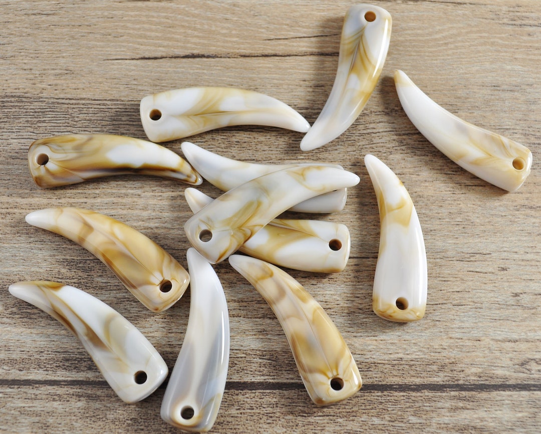 Acrylic Tooth Supply, 10-100pcs Acrylic Marble Sharp Animal Teeth ...