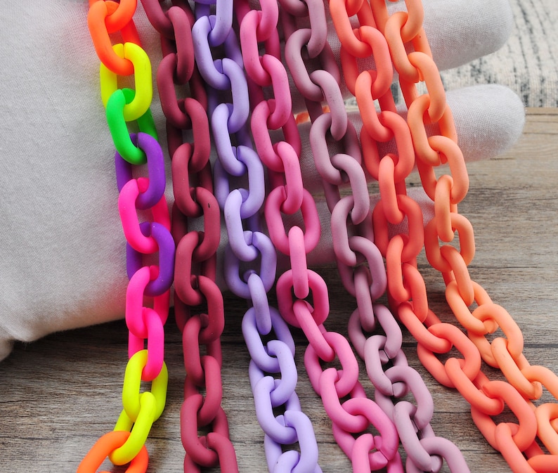 22 Colors,acrylic Chain Links Open Link Chunky Plastic Chain Links ...