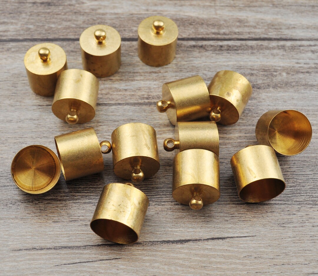 10/20/50pcs Large Raw Brass Barrel Cord End Caps,glue on End Caps for ...