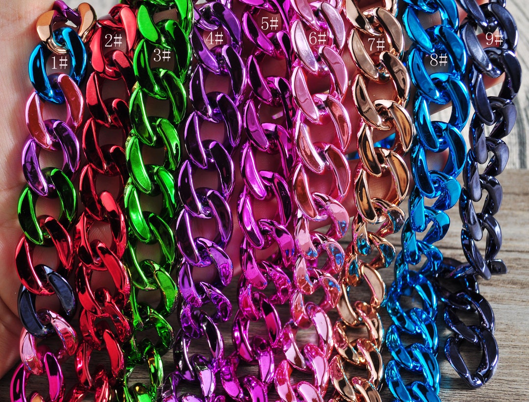 Plastic Link Chain,uv Plated ABS Plastic Curb Chain Link,flat Twist ...