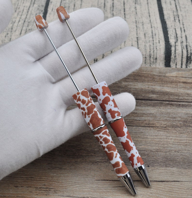 1-10pcs Leopard Beadable Pens,leopard Printed Beadable Pens,diy Plastic ...