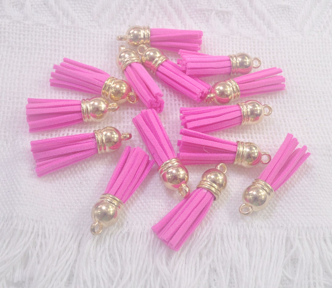 50 Hot Pink Tassels, 1.5'', Faux Suede Leather Tassles Charm, Tassels ...