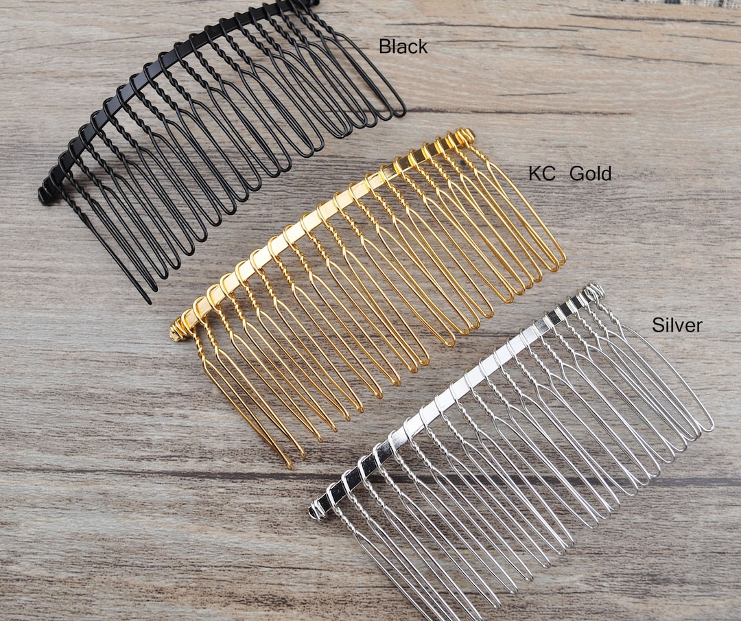 20 Tooth Metal Hair Comb,blank Metal Comb,veil Comb,black/kc Gold ...