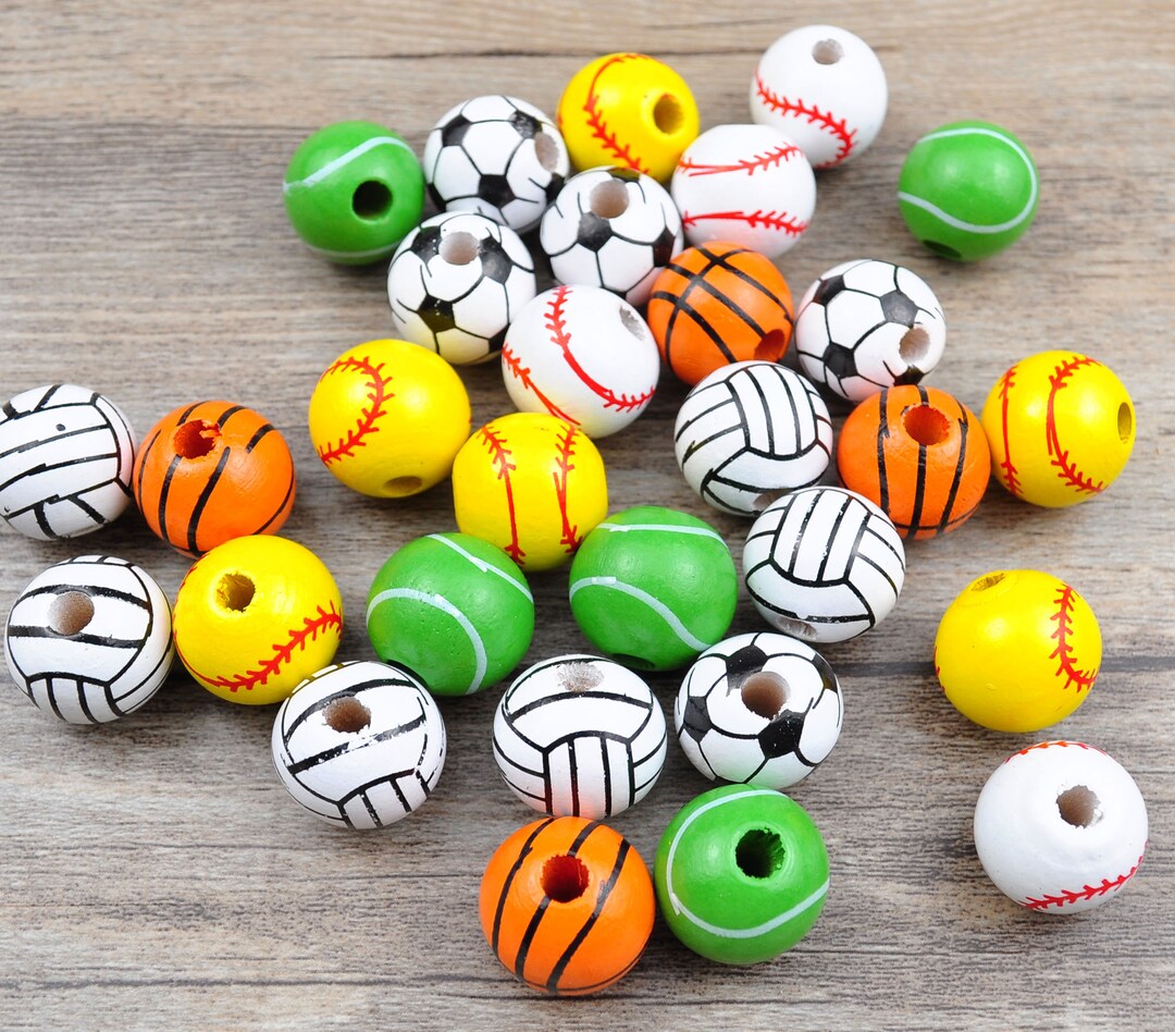10-100 Ball Beads,basketball/football/volleyball/tennis/baseball Print ...