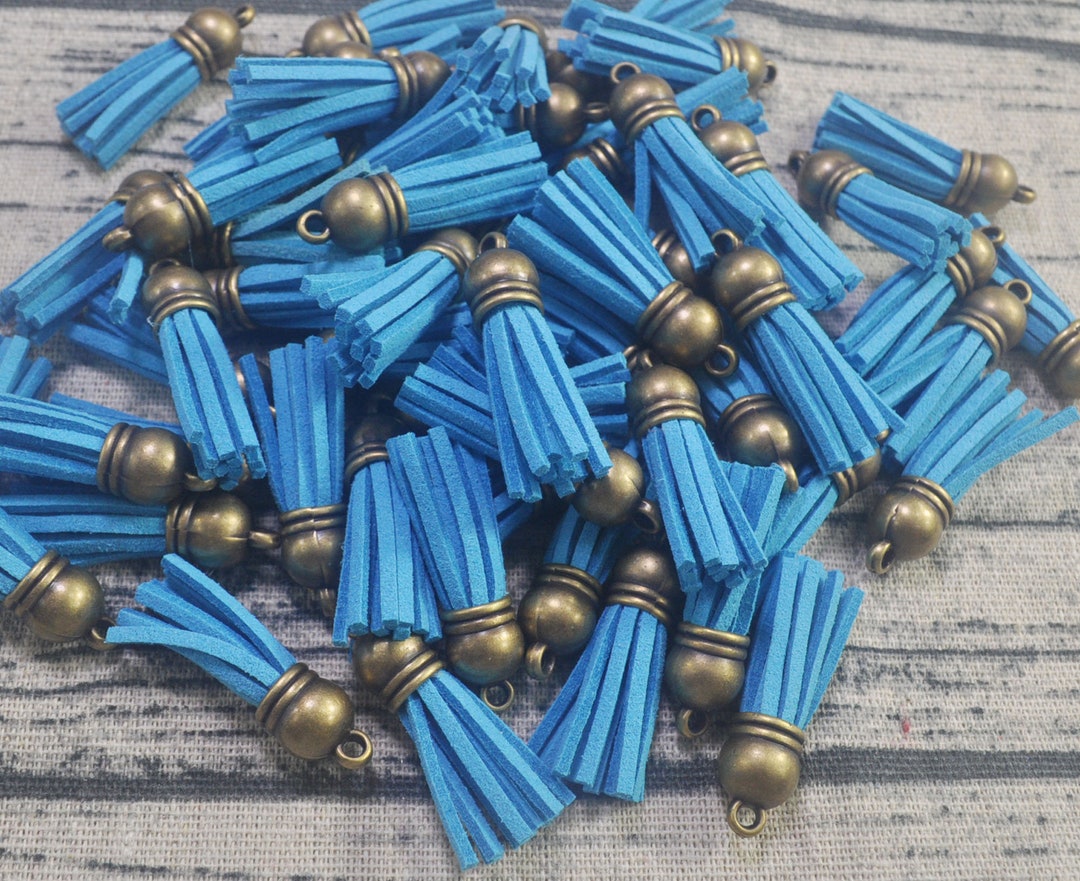 50pieces Sky Blue Tassels,1.5'',faux Leather Tassels,mini Tassels ...