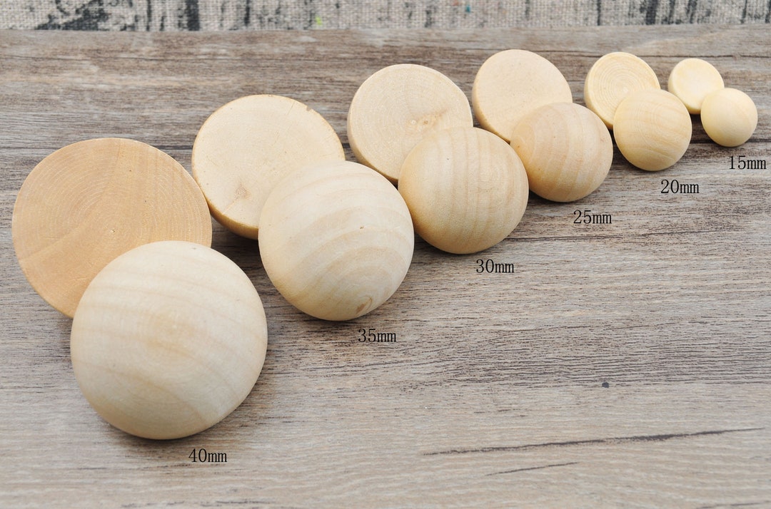 10pcs Unfinished Solid Wood Half Split Balls,round Split Ball,dome Ball ...