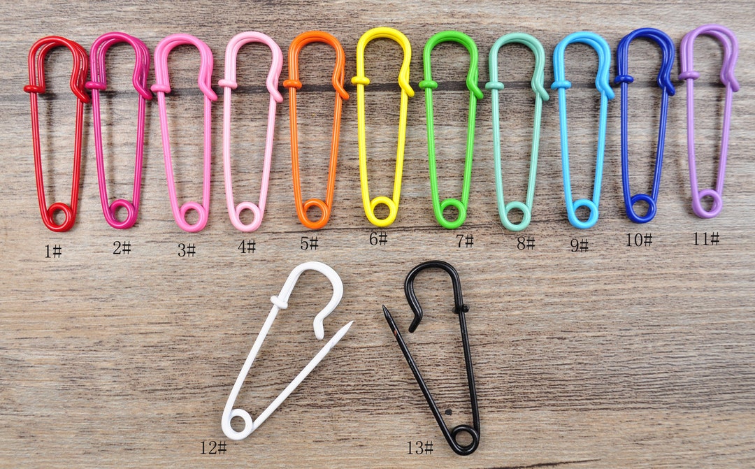 10pcs 40mm Colorful Metal Safety Pins Brooch Blank Base Brooch Pins for ...