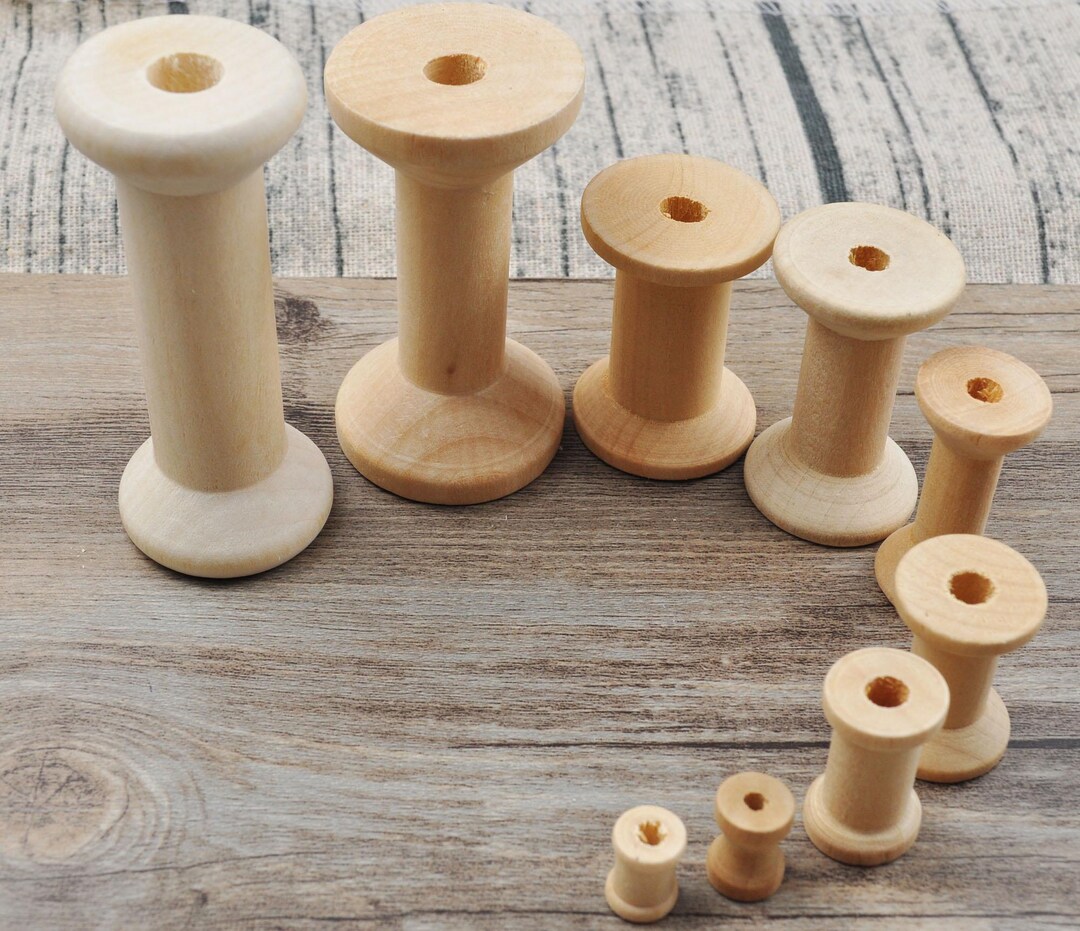 Wood Spool,unfinished Wooden Bobbins,wood Bobbin Spools,natural Color,9 ...
