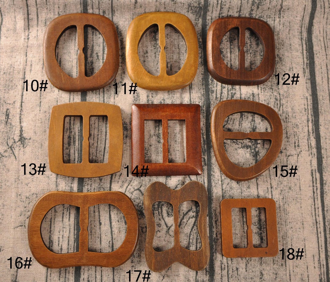 2pcs,9 Different Large Round/square/oblong Wood Buckle for Blet,wooden ...