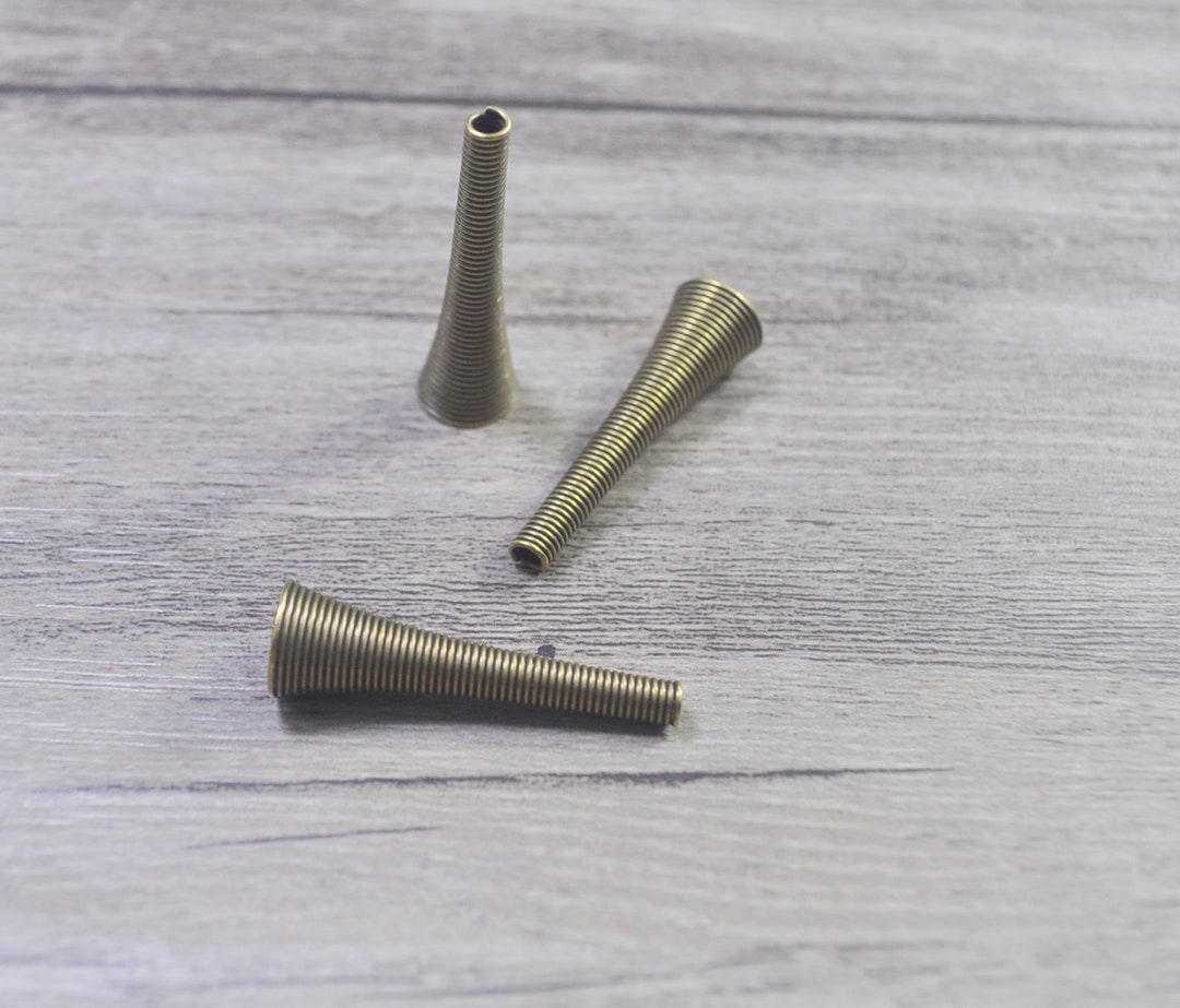 30/50pcs of Bronze Spring Wire Coil Bead Caps Cone Caps Metal Spring ...