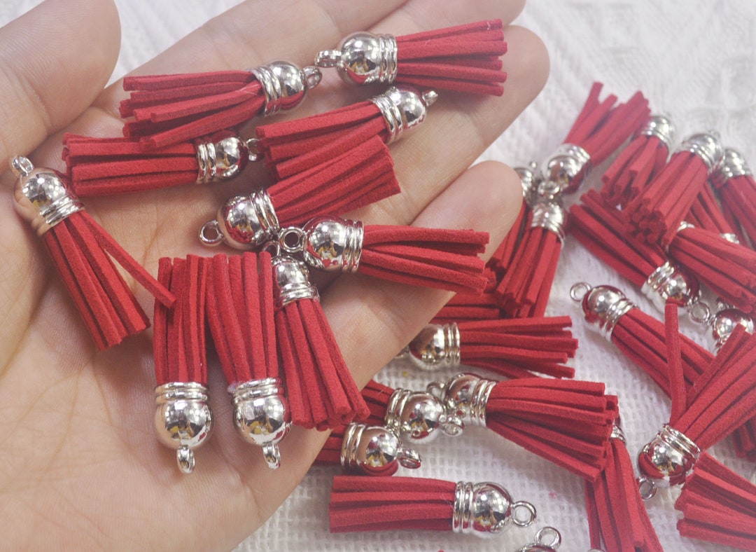 50 Red Tassels, 1.5'', Faux Suede Leather Tassles,leather Tassels ...