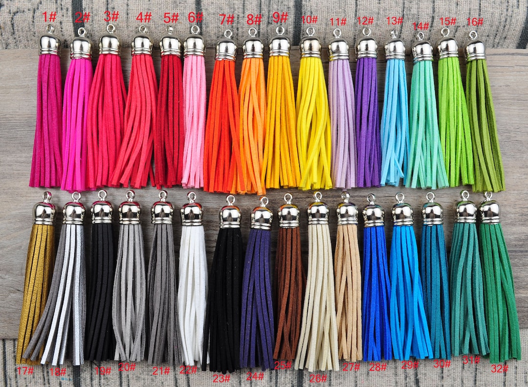 10 X 32 Colors Leather Tassels,85mm Faux Leather Tassels for Craft ...