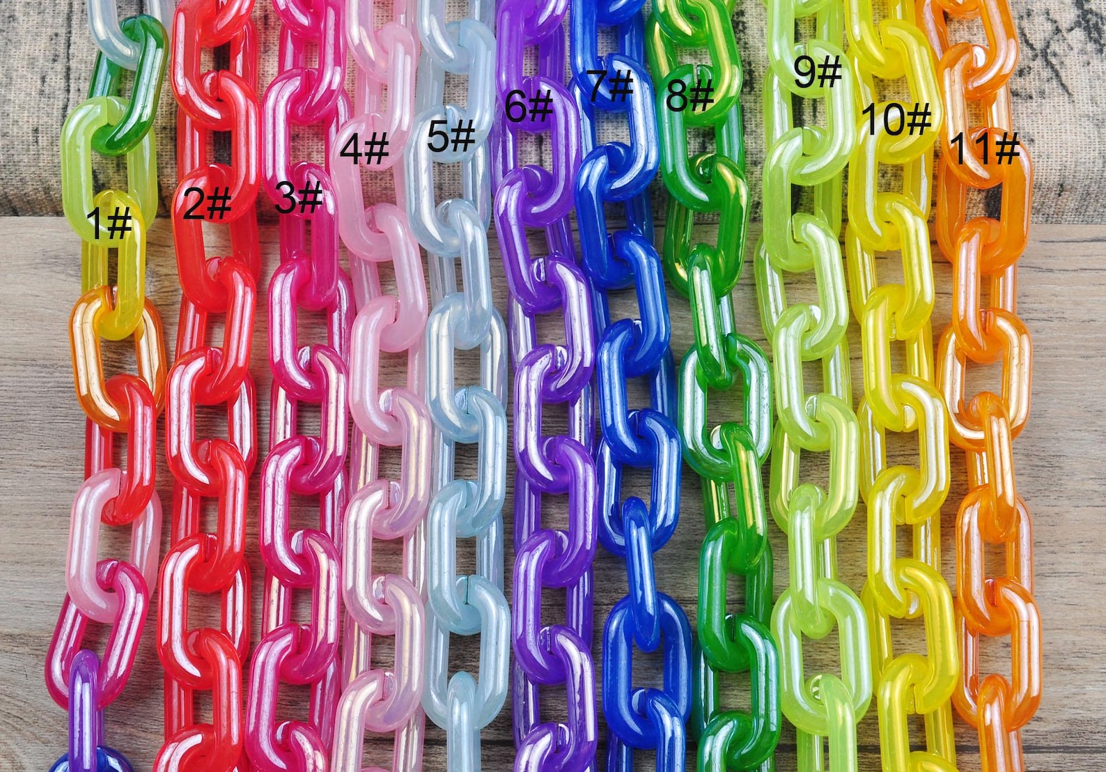 Large Acrylic Curb Chain Links，open Link，uv Colors Plastic Chain Links ...