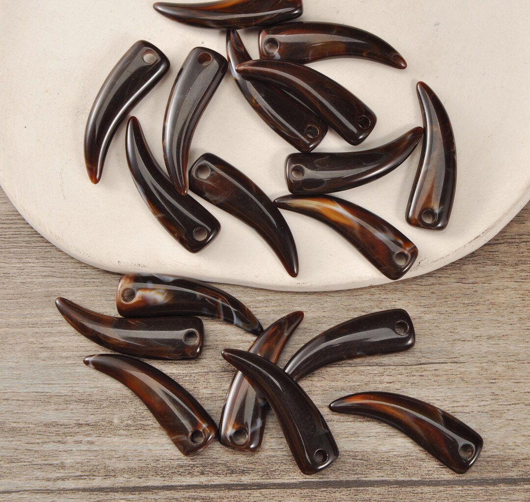 Acrylic Tooth Supply, 10-100pcs Acrylic Deep Coffee Ivory Sharp Animal ...