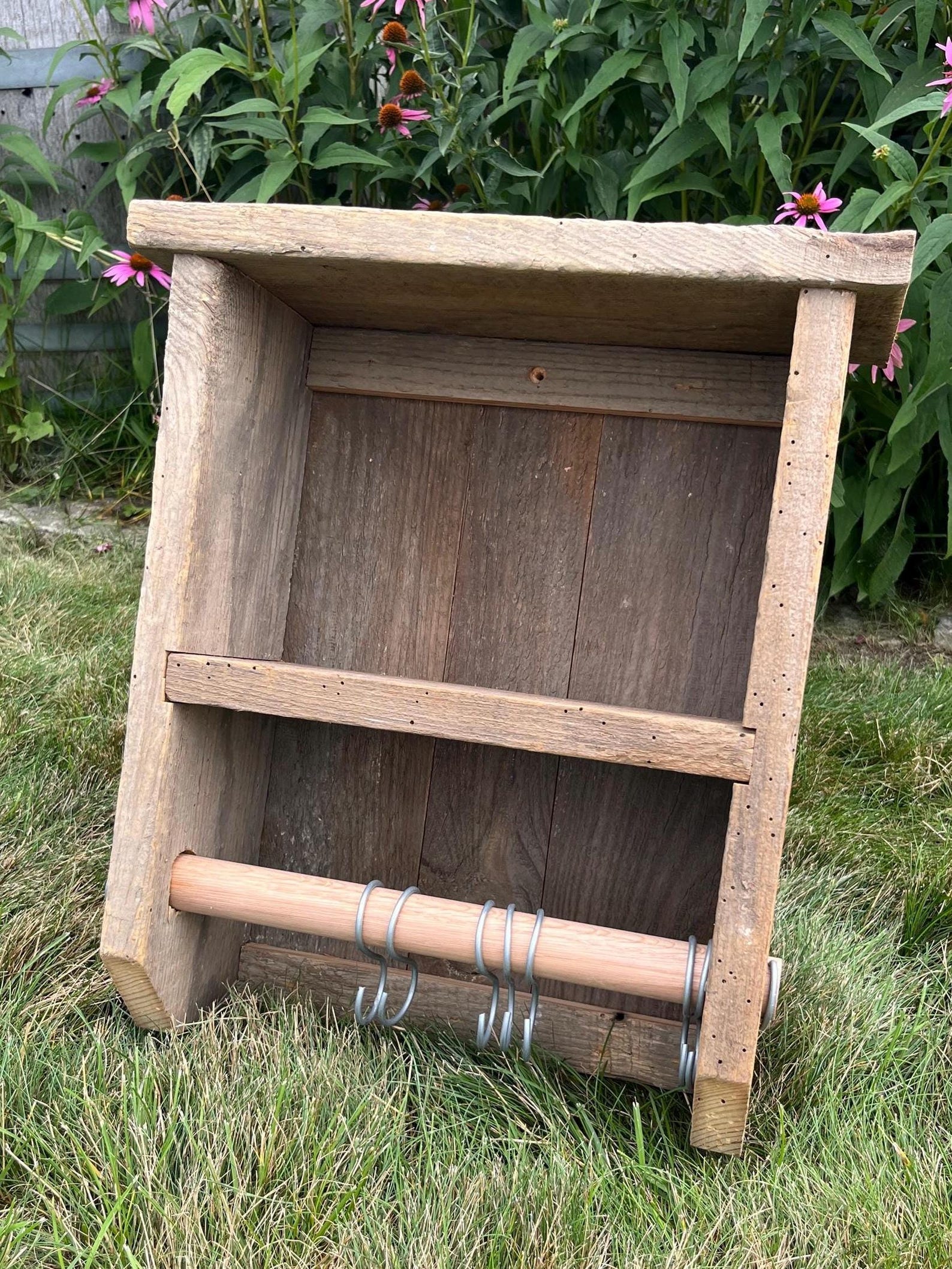 Wooden Box Wall Decor With Hanging Rod - Box Shelf - Etsy