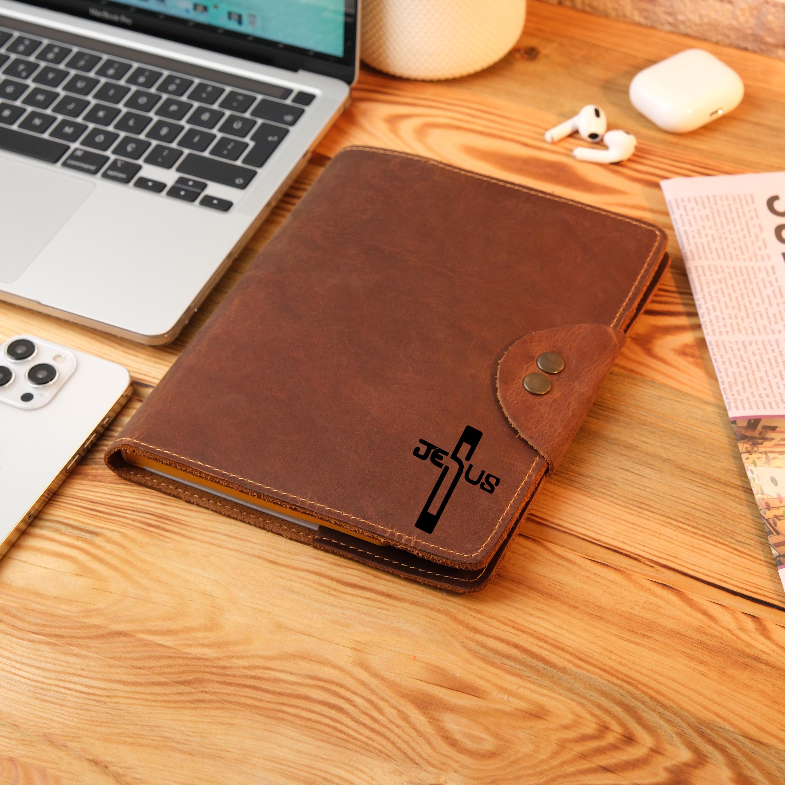 Personalized A5 Leather Portfolio With Christian Cross Design, Faith ...