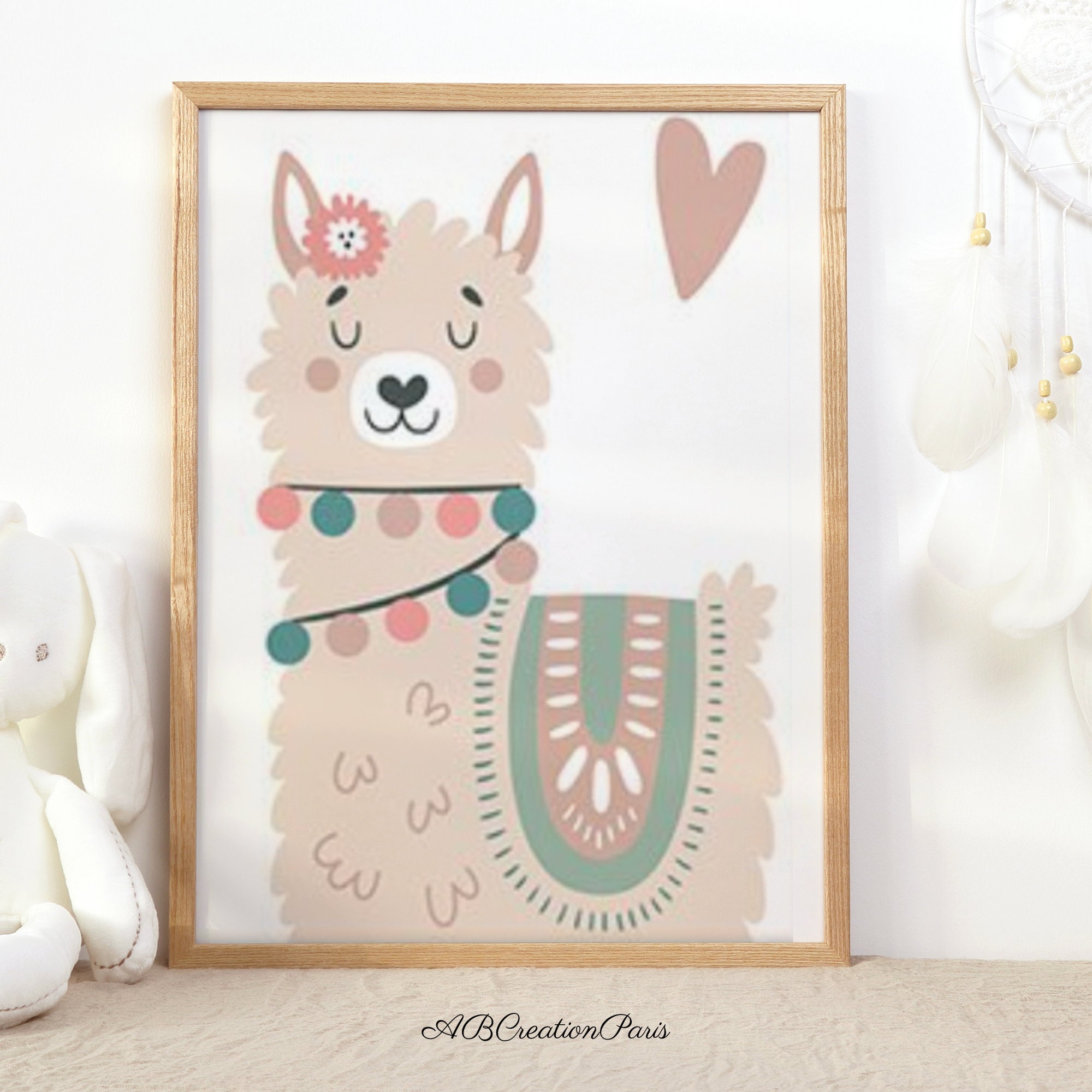 Lama Theme Children's Poster - Set of 3 Personalized Alpaca Canvases ...