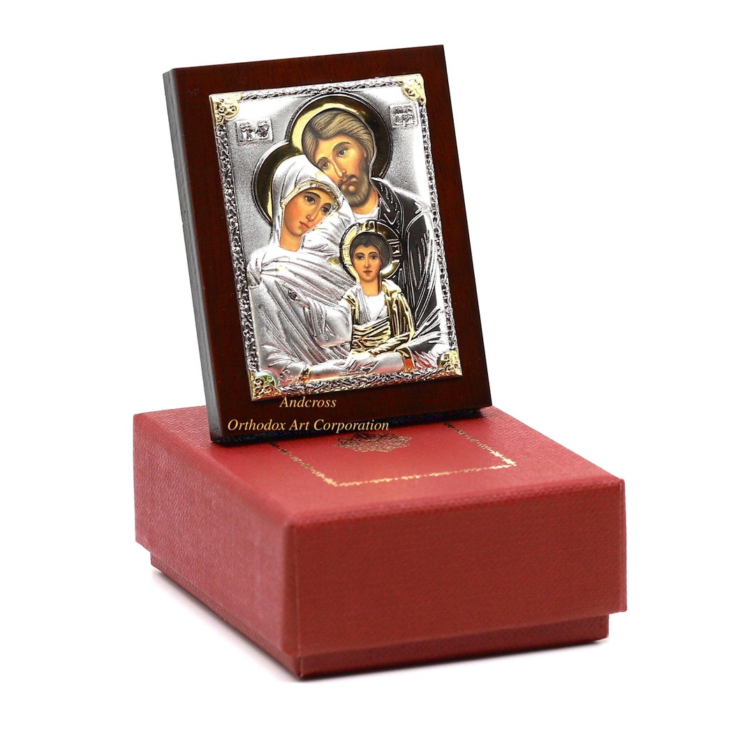 Christian Orthodox Icon the Holy Family. Silver Plated .999 Handmade ...