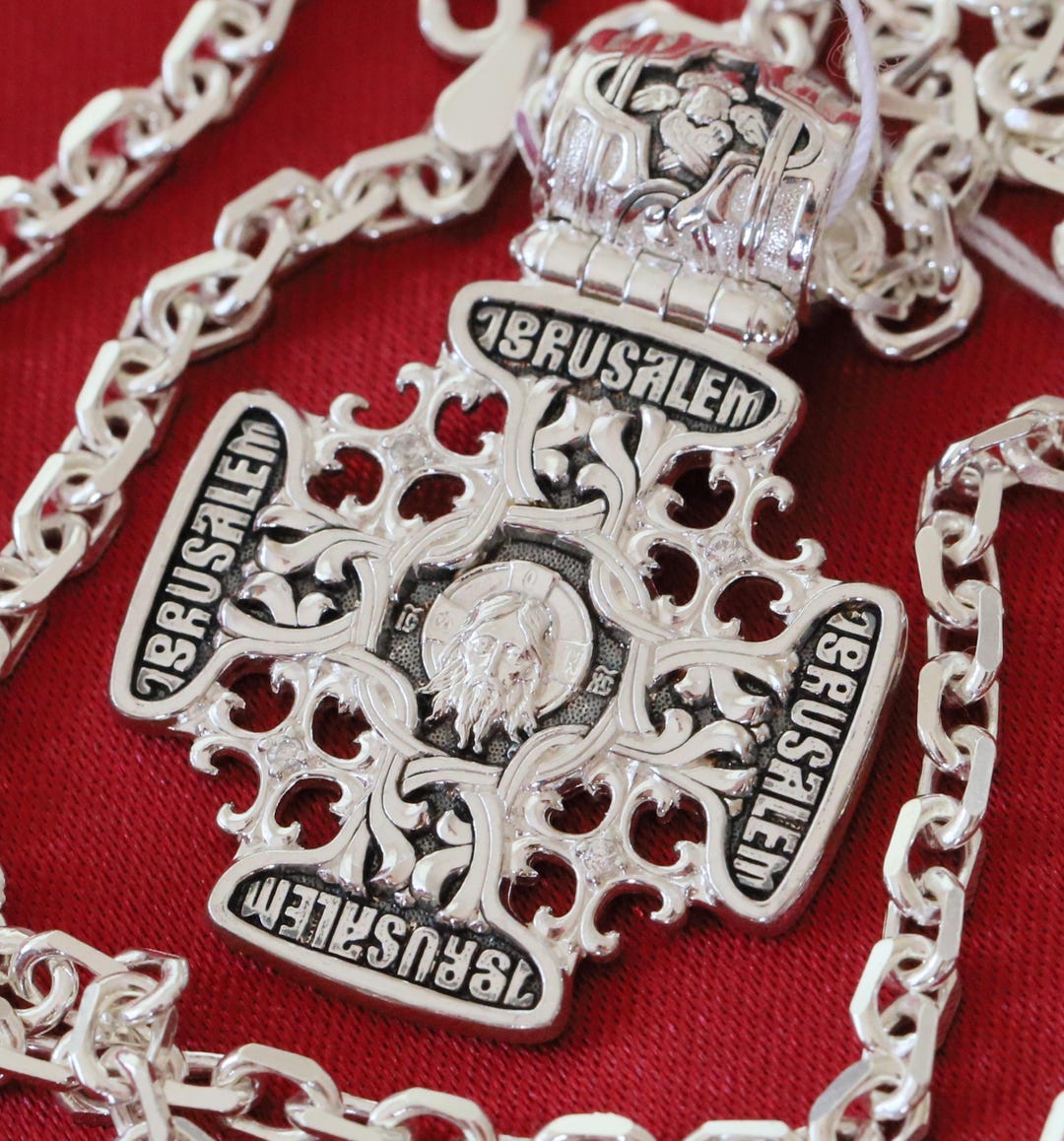 Orthodox Baptism Jerusalem Prayer Cross Christian Body Necklace. Lord ...