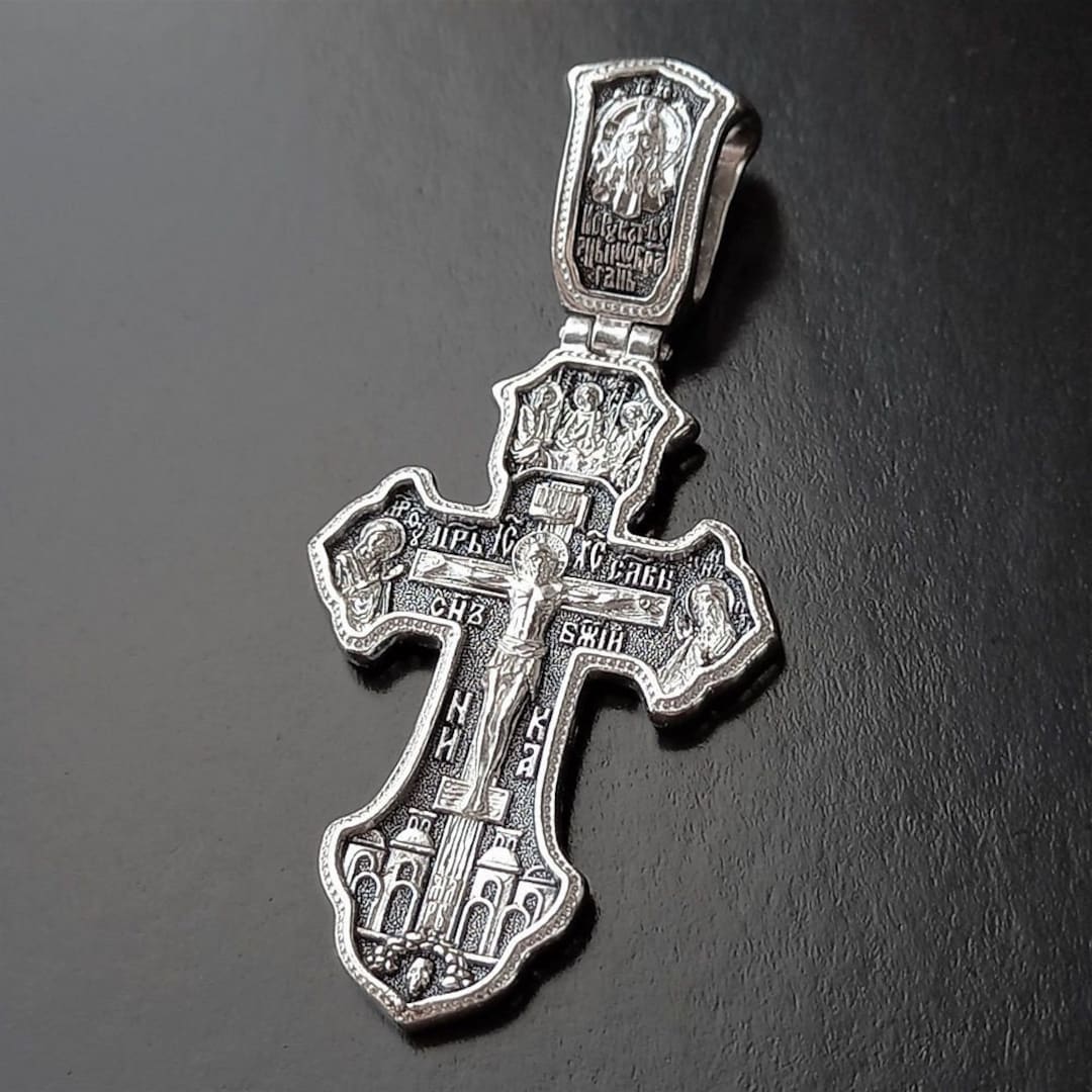 Orthodox Christian Necklace Cross for Men Silver 925 Archangel Michael ...