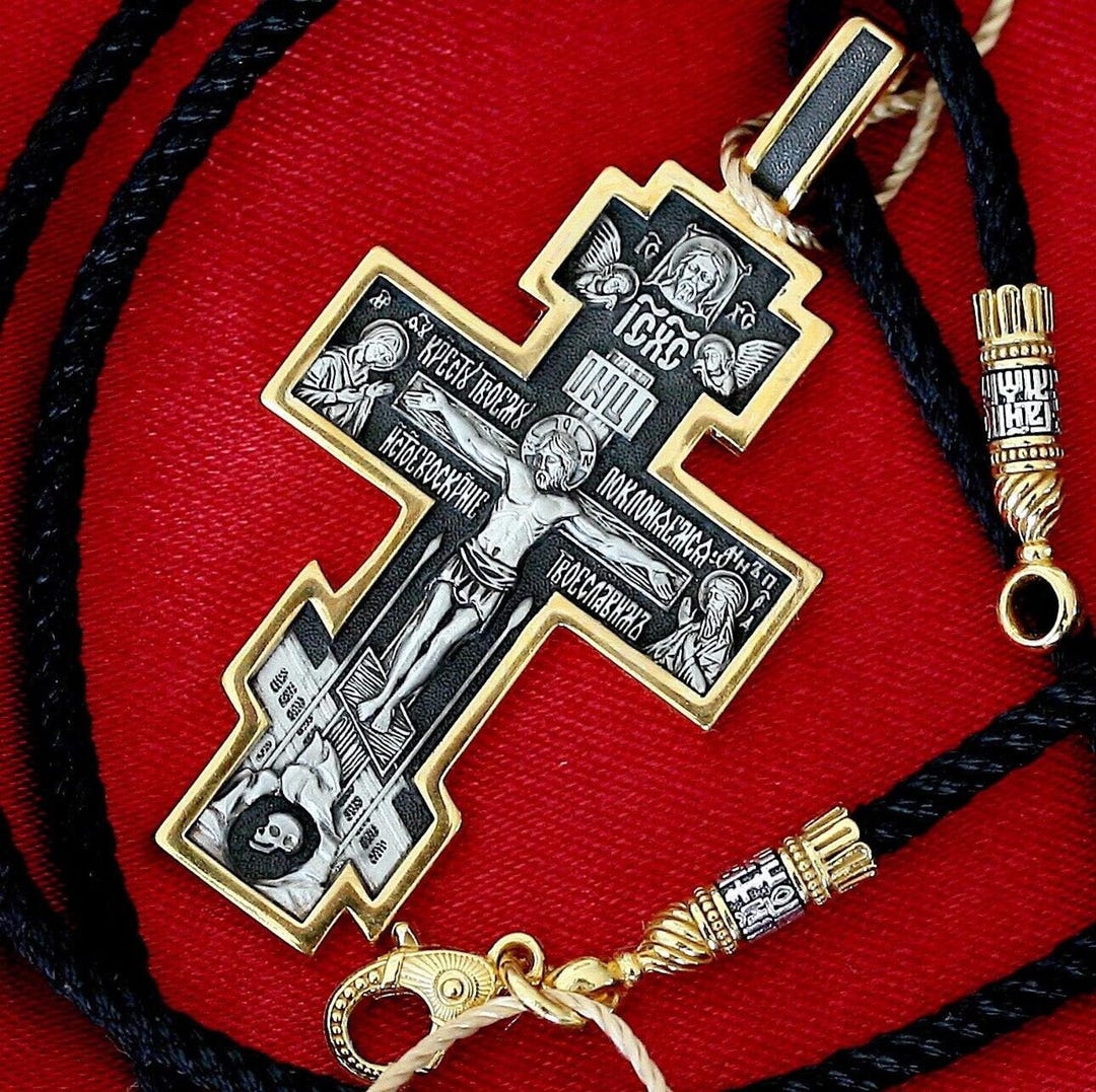 Baptism Men Orthodox Greek Body Prayer Cross Black Natural Silk Cotton ...