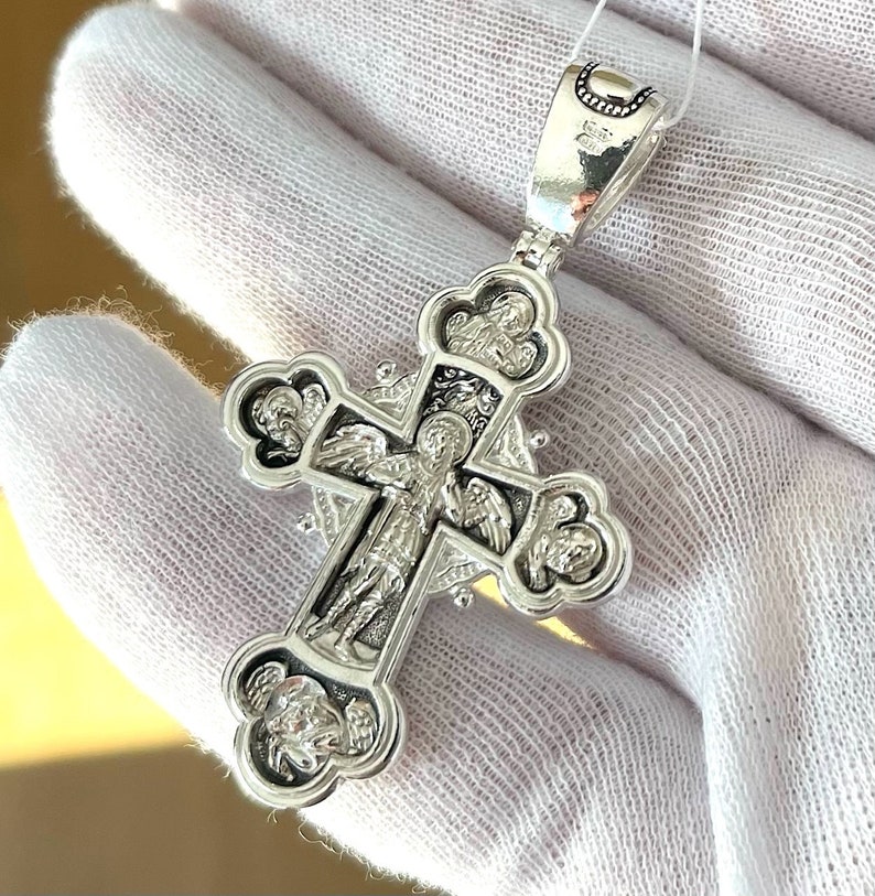 Archangel Michael Christian Prayer Body Cross Patron Silver - Etsy