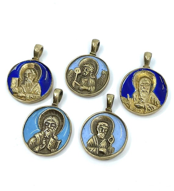 Vintage Orthodox Russian Enamel Pendants Set of 5 In … - Gem
