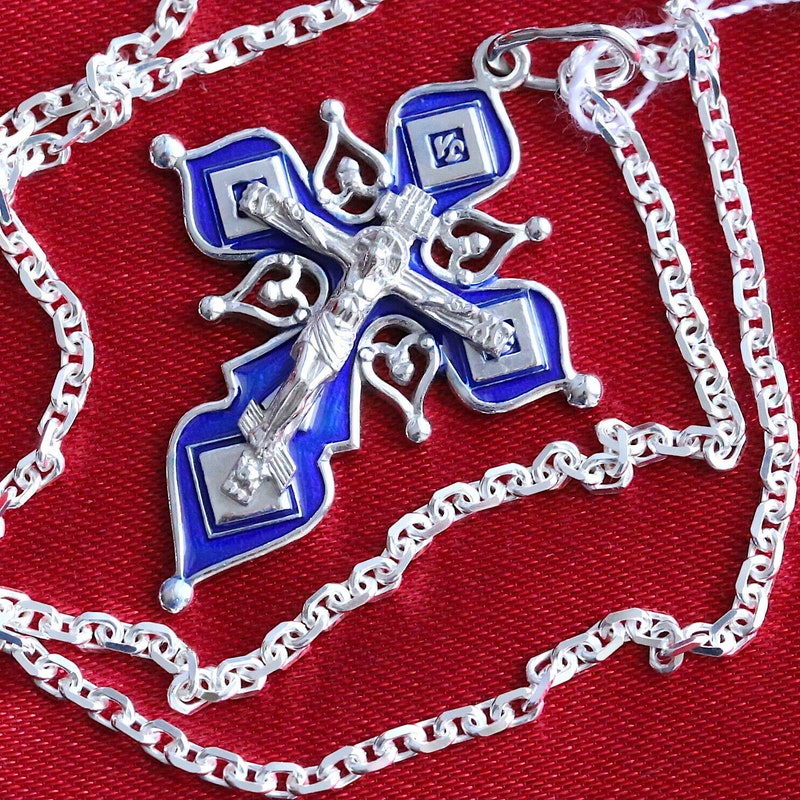 Blue Enamel Cross - Etsy