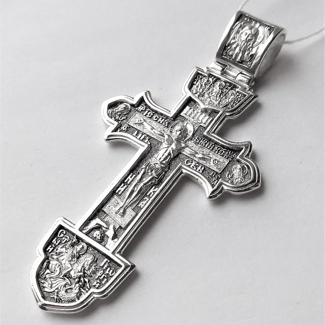 Men Big Orthodox Christian Body Crucifix Solid Silver 925 St Alexander ...