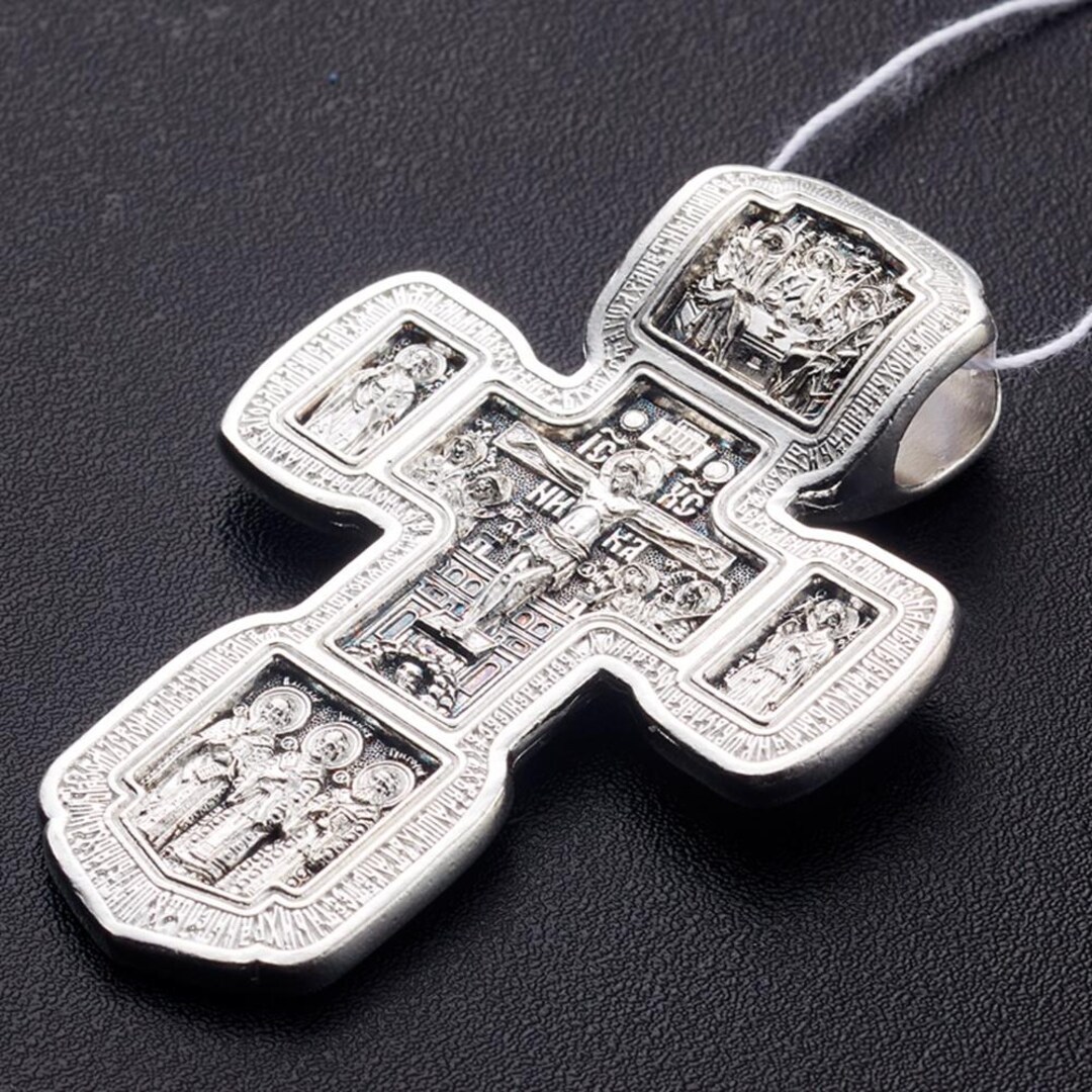 Large Heavy Men Russian Greek Orthodox Baptism Body Cross Silver 925 ...
