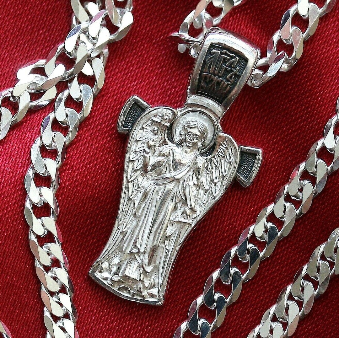 Christian Russian Greek Orthodox Amulet Charm+chain Set Silver 925 New ...
