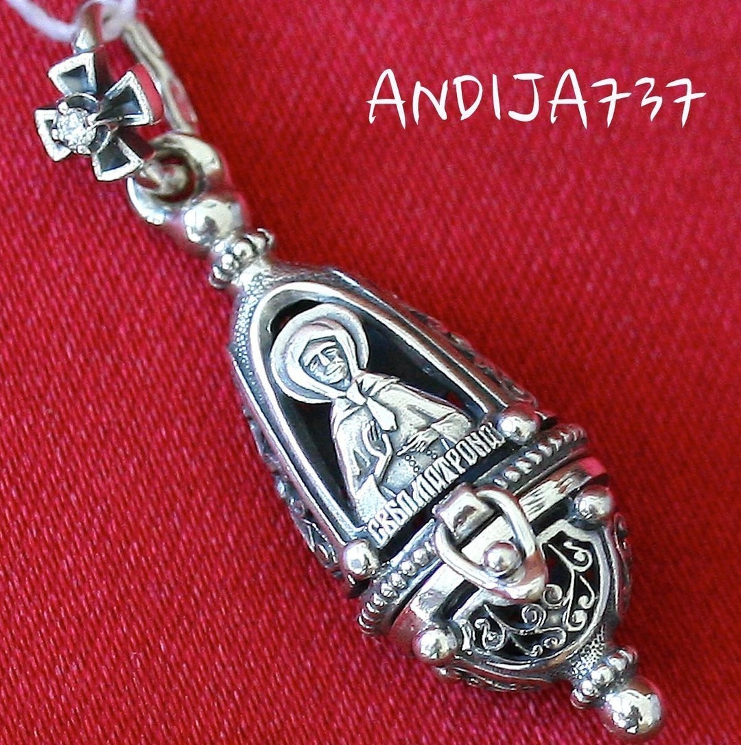 St Matrona Ladanka Orthodox Greek Russian Pendant Locket Sterling ...