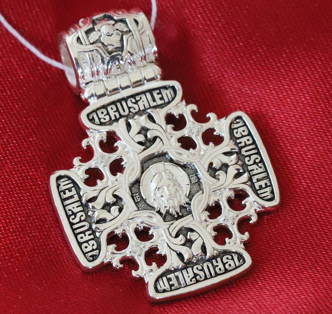 Orthodox Baptism Jerusalem Prayer Cross Pendant Christian Body Necklace ...
