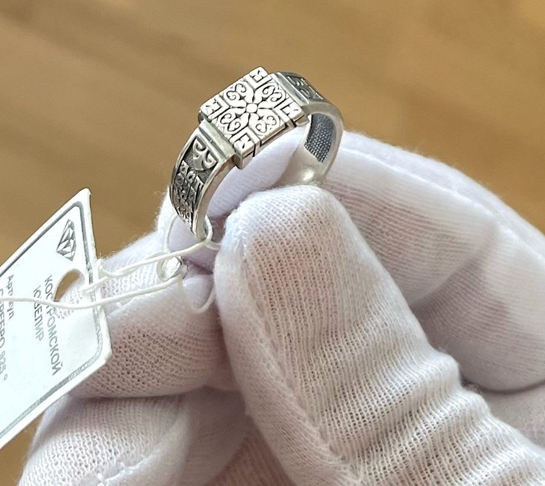Vintage Old Syle Russian Orthodox Silver 925 Ring W/ Ornament. Precious ...