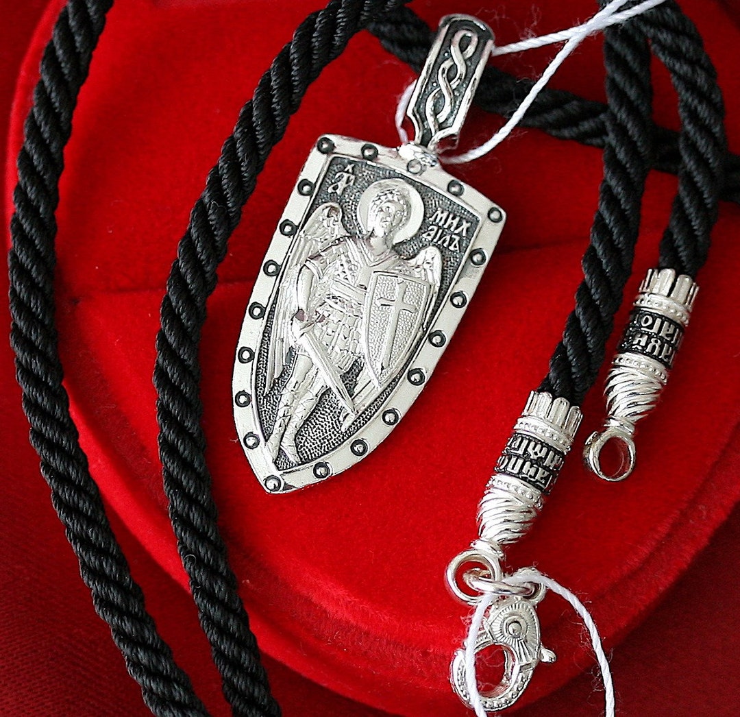 Greek Orthodox Archangel Michael Protective Body Amulet Shield Silver ...