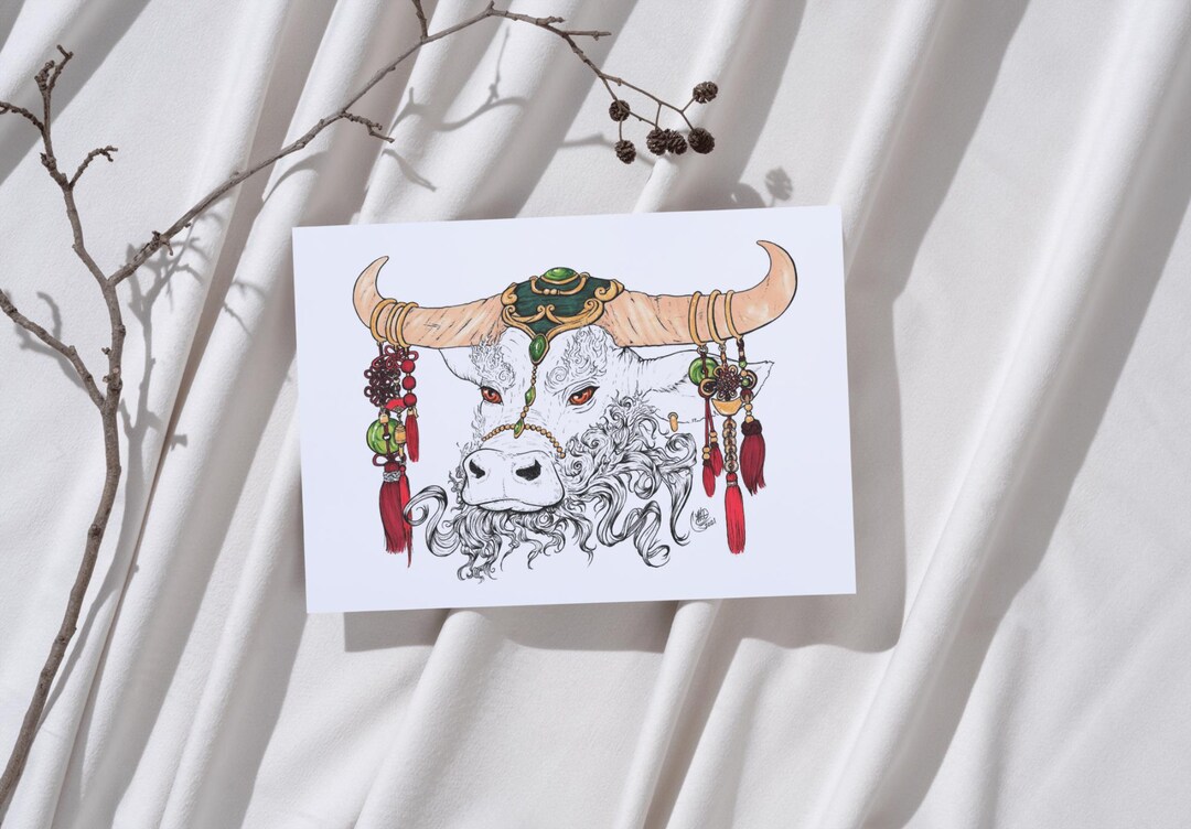Lunar Zodiac Year of the Ox/cow Art Print - Etsy