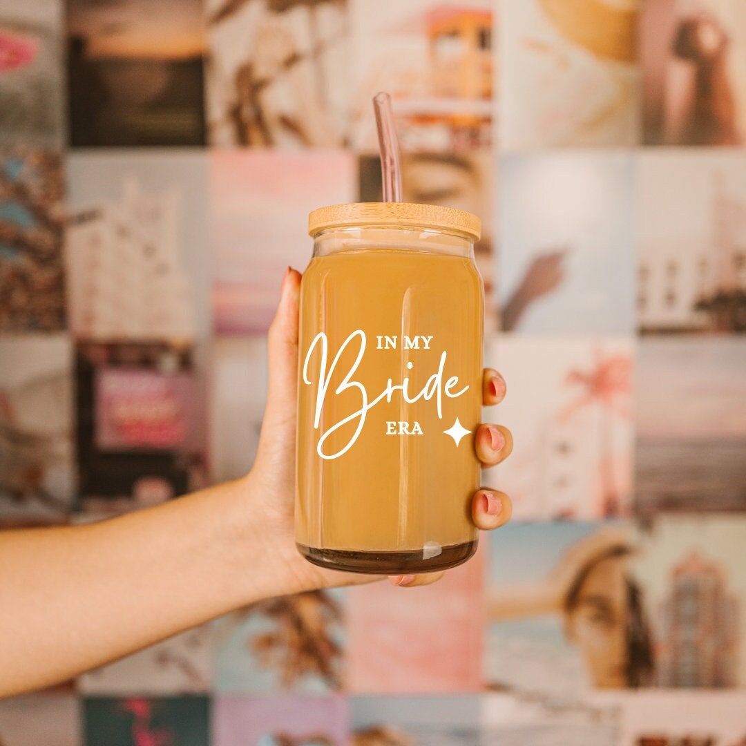 In My Bride Era Glass Cup, Iced Coffee Glass Cup, Wedding Gift, Bridal ...